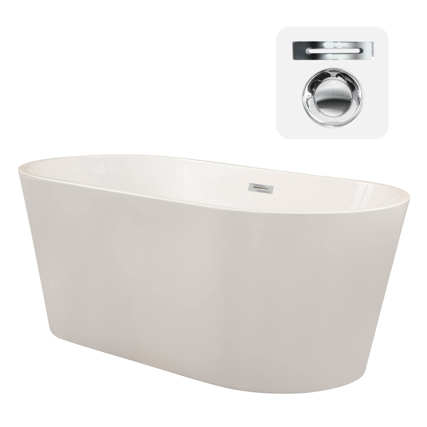 Altair Design Cielo 59" x 30" Freestanding Soaking Acrylic Bathtub in White