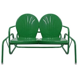 northlight 2-person outdoor retro metal tulip double glider patio chair, 32", green