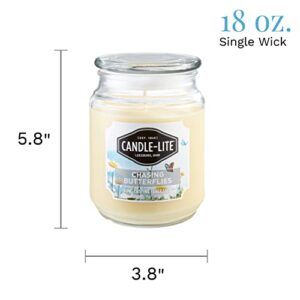 Candle-Lite Everday Chasing Butterflies Scented Candle, 18 oz. Aromatherapy Candle, Off-White