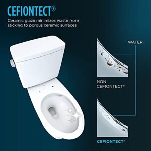 TOTO Drake Transitional WASHLET+ Two-Piece Elongated 1.28 GPF Universal Height TORNADO FLUSH Toilet with C5 Bidet Seat, Cotton White - MW7863084CEFG.10#01