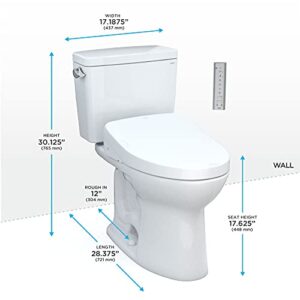 TOTO Drake WASHLET+ Two-Piece Elongated 1.6 GPF TORNADO FLUSH Toilet with Auto Flush, Cotton White - MW7763056CSGA#01