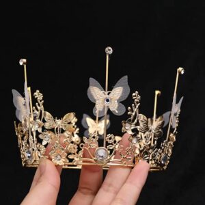 JORCEDI Wedding Birthday Crown Party Supplies Queen Tiara Crystal Rhinestone for Cake Topper, Costume Hair Accessories for Prom Party Gold