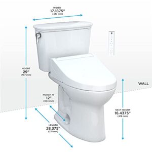 TOTO Drake Transitional WASHLET+ Two-Piece Elongated 1.28 GPF TORNADO FLUSH Toilet with C5 Bidet Seat, Cotton White - MW7863084CEG#01