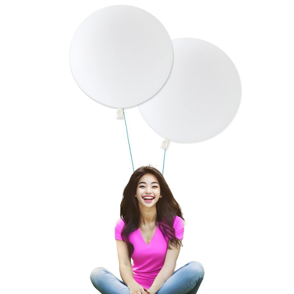 IN-JOOYAA 24 Inch Latex Big Round Balloons 7 Pack White Thick Giant Balloons for Photo Shoot Wedding Baby Shower Birthday Party Decorations