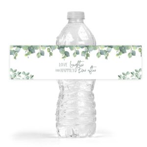 your main event prints eucalyptus wedding bridal shower bottle wraps - 25 neutral greenery floral water bottle labels - perfect decoration favors