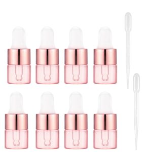 30 Pack Glass Dropper Bottles with Dropper Pipettes,2ml Essential Oil Bottles Dropping Bottles Rose gold Cap Refillable Container Perfume Empty Travel Sample Vials Essence Liquid Cosmetic Containers