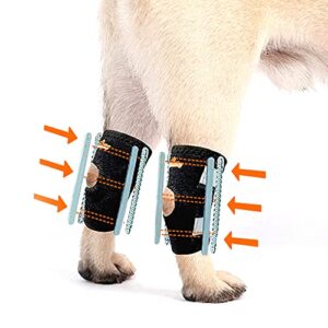 neoally - 3-in-1 short rear leg hock brace, dog leg brace for rear leg with rigid & spring inserts, hock and ankle support, dog leg sleeve with reflective straps, small, 1 pair