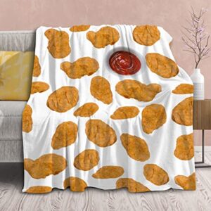 blanket chicken nuggets fried throws gift for kids boys girls plush lightweight sheet funny food stuffed super soft flannel blankets men women bedding for party couch bed-50"x40" poster for toddler