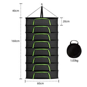 Gefemini Drying Net for Herbs 2/4/6/8-Layer Drying Rack Hanging Foldable Mesh Drying Rack with Hooks Zipper Design for Herbs?Black?8 Floors?