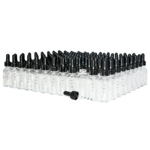 (pack of 108) 1 oz. clear boston round with black graduated glass dropper