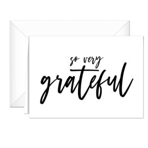 so very grateful thank you note cards / 24 everyday greeting cards with white envelopes/wedding bridal baby shower greeting cards