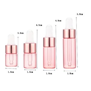 30 Pack Glass Dropper Bottles with Dropper Pipettes,2ml Essential Oil Bottles Dropping Bottles Rose gold Cap Refillable Container Perfume Empty Travel Sample Vials Essence Liquid Cosmetic Containers