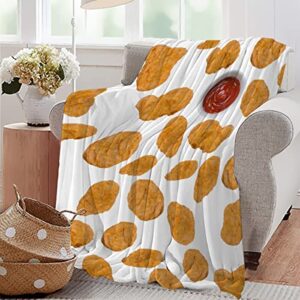 Blanket Chicken Nuggets Fried Throws Gift for Kids Boys Girls Plush Lightweight Sheet Funny Food Stuffed Super Soft Flannel Blankets Men Women Bedding for Party Couch Bed-50"x40" Poster for Toddler