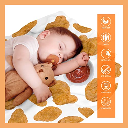 Blanket Chicken Nuggets Fried Throws Gift for Kids Boys Girls Plush Lightweight Sheet Funny Food Stuffed Super Soft Flannel Blankets Men Women Bedding for Party Couch Bed-50"x40" Poster for Toddler