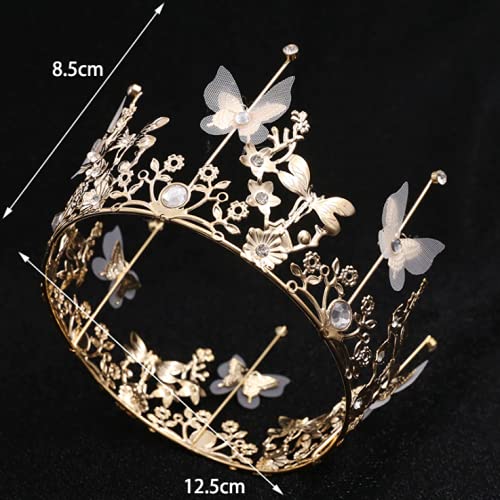 JORCEDI Wedding Birthday Crown Party Supplies Queen Tiara Crystal Rhinestone for Cake Topper, Costume Hair Accessories for Prom Party Gold