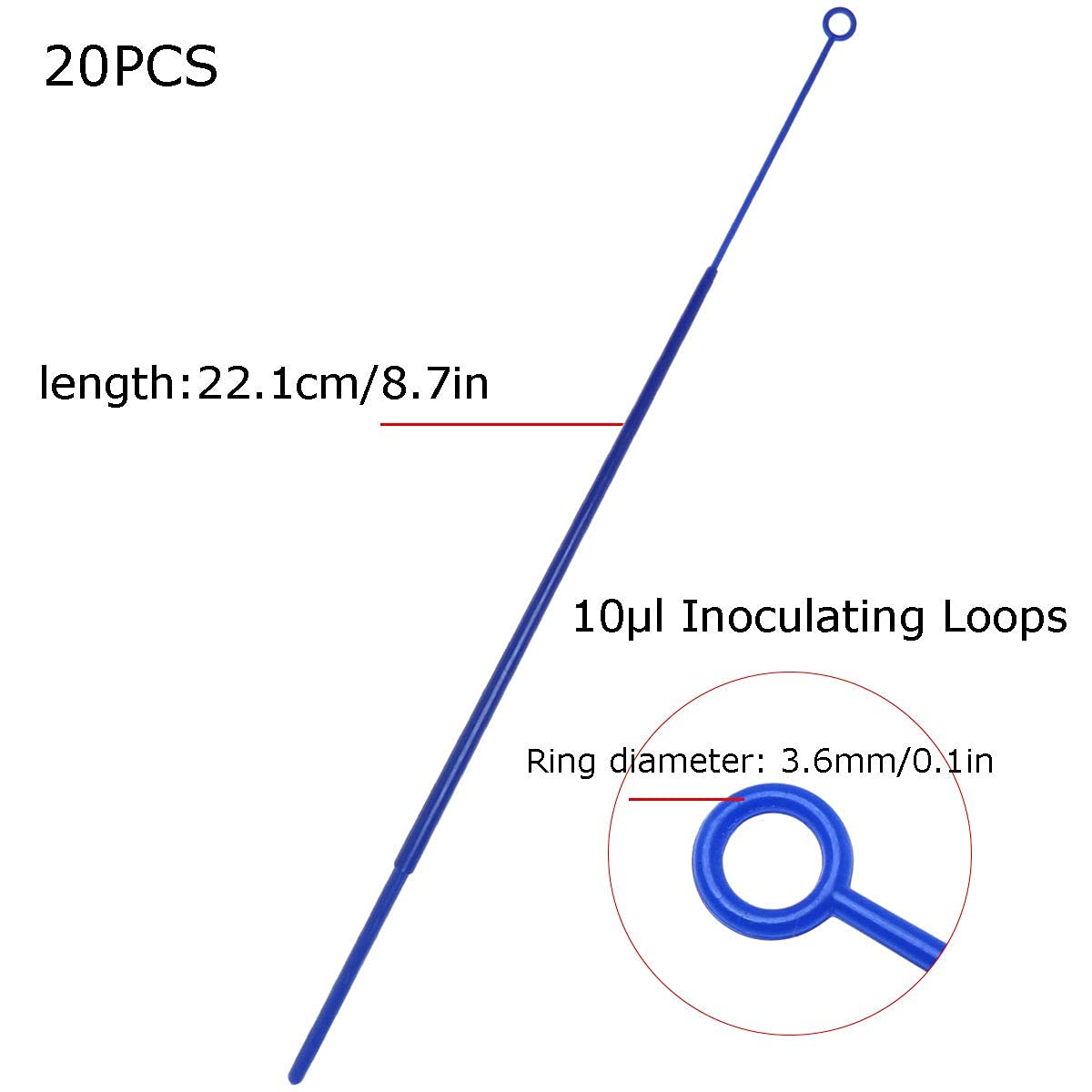 MEETOOT 20pcs 10μl Sampling Rod Disposable Inoculating Loop Individually Aseptic Package