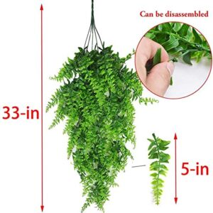 PINVNBY Reptile Plants Hanging Fake Vines Boston Climbing Terrarium Plant with Suction Cup for Bearded Dragons Lizards Geckos Snake Pets Hermit Crab and Tank Habitat Decorations (6 Pack)