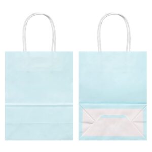 AZOWA Gift Bags Small Kraft Paper Bags with Handles (6.3 x 3.1 x 8.6 in, Pastel Blue, 12 CT)