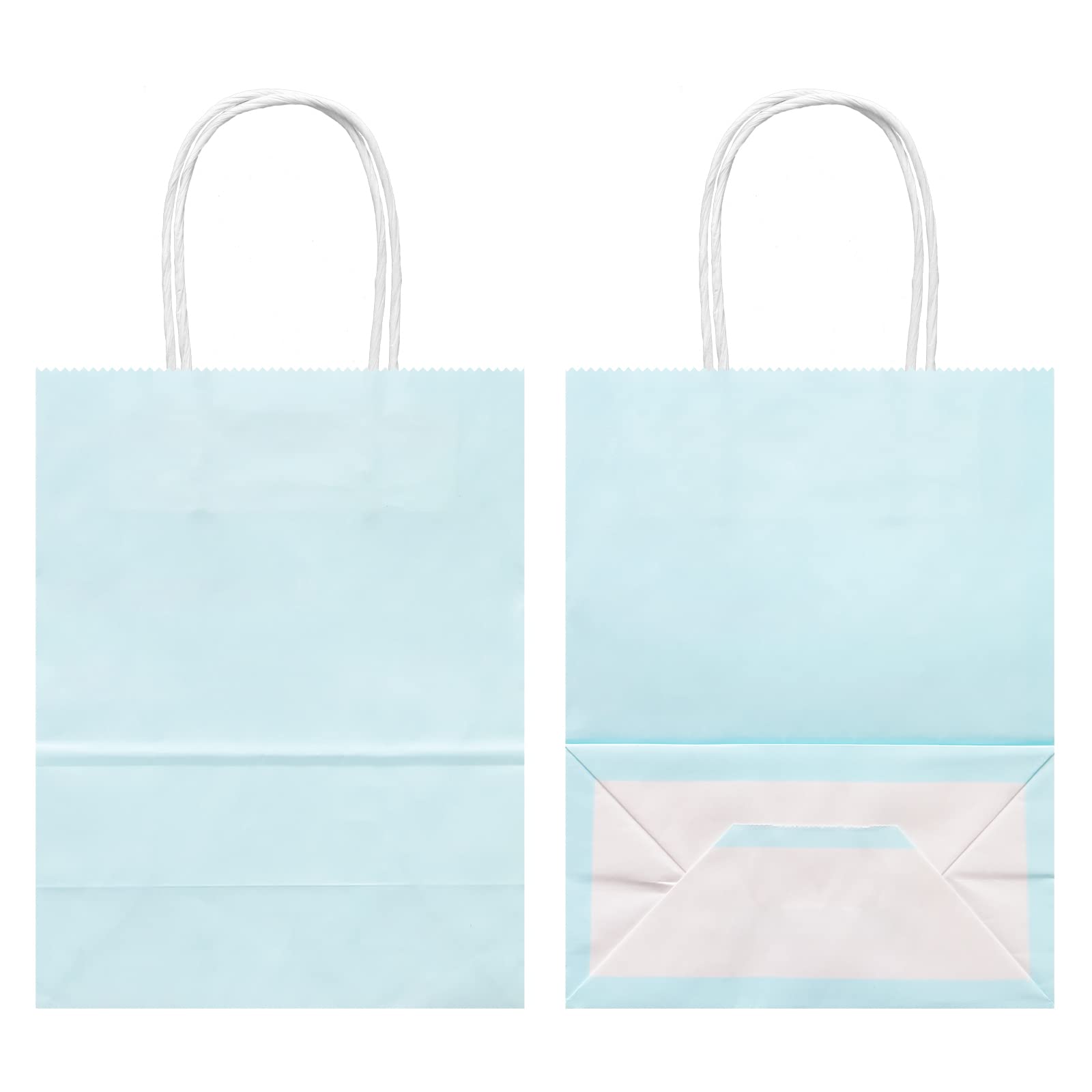 AZOWA Gift Bags Small Kraft Paper Bags with Handles (6.3 x 3.1 x 8.6 in, Pastel Blue, 12 CT)