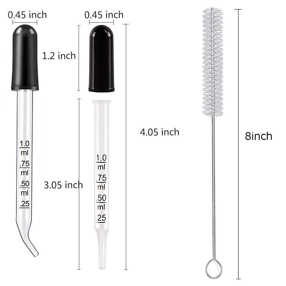 MEETOOT 10pcs Dropper 5 Straight Tip + 5 Bent Tip Measured Dropper 1ml Glass Pipette for Lab, Perfume, Essential Oil