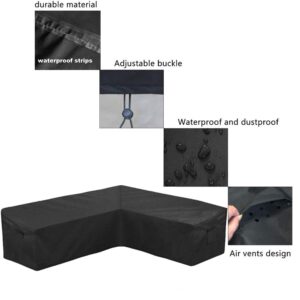 Patio Rattan Corner Sofa Furniture Covers UCARE Waterproof 420D Fabric L Shaped Garden Furniture Sectional Couch Protector Cover for Outdoor Indoor Veranda with Handle (V-Shape (270x270cm/ 106x106in))