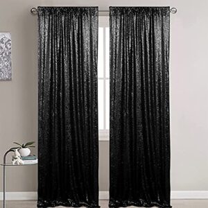 wispet black sequin backdrop curtains 2 panels 2ftx8ft glitter drapes backdrop sparkle curtains photo backdrop for halloween wedding birthday bridal party decor