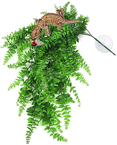 PINVNBY Reptile Plants Hanging Fake Vines Boston Climbing Terrarium Plant with Suction Cup for Bearded Dragons Lizards Geckos Snake Pets Hermit Crab and Tank Habitat Decorations (6 Pack)