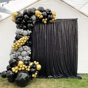 WISPET Black Sequin Backdrop Curtains 2 Panels 2FTx8FT Glitter Drapes Backdrop Sparkle Curtains Photo Backdrop for Halloween Wedding Birthday Bridal Party Decor