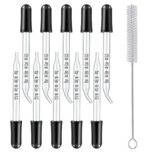 meetoot 10pcs dropper 5 straight tip + 5 bent tip measured dropper 1ml glass pipette for lab, perfume, essential oil