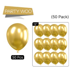 PartyWoo Metallic Gold Balloons, 50 pcs 12 Inch Gold Metallic Balloons, Gold Balloons for Balloon Garland or Balloon Arch as Party Decorations, Birthday Decorations, Baby Shower Decorations, Gold-G101