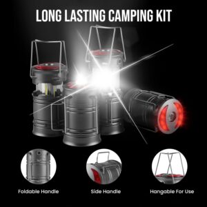 Lichamp 2 Pack LED Camping Lanterns, Battery Powered Lantern Flashlight COB Camp Light for Power Outages, Camping Supplies and Home Hurricane Supplies, F2GY