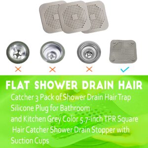 Shower Drain Hair Catcher with Suction Cups Easy to Install and Clean Suitable for Bathroom Bathtub and Kitchen 3 Pack Flat Shower Drain Hair Trap TPR Silicone No More Clogging