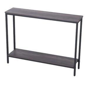 majaro modern industrial sofa console table for living room, office (dark grey, double layer)