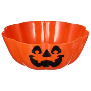 hemoton halloween trick or treat candy bowl, 11.6 in plastic halloween candy bowl pumpkin bowl halloween party supplies serving bowl tableware halloween candy holders（orange）