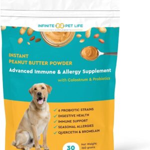 Dog Probiotic with Colostrum, Allergy and Immune Support Supplement for Dogs Peanut Butter Powder | 12.7 oz | Made in USA |