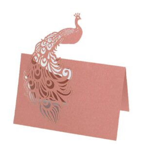 YURASIKU 50 Pcs Laser Cutting Hollow Peacock Table Name Card Wedding Birthday Party Banquet Seat Name Setting Card