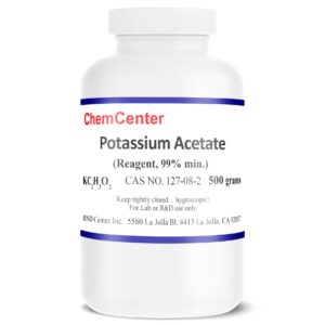 potassium acetate, reagent, powder, 99% min, 500 grams