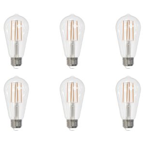 laborate led filament st18 dimmable light bulbs, 7w=60w,3000k vintage e26 edison bulbs, 800 lumen, clear finish 120v damp, antique led filament bulb for home, bathroom, hallway, indoor&outdoor, 6 pack