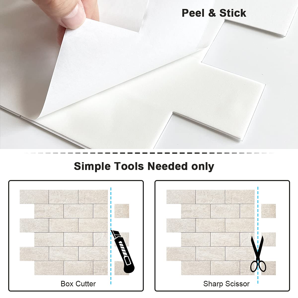 BeNice Peel and Stick Backsplash for Kitchen,Bathroom Wall Backsplash Tile Peel and Stick Shower Tiles Waterproof(10sheets,Rustic Beige)