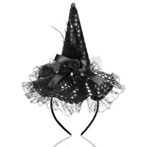 utavu halloween witch hat headband for halloween costume dress up party supplies, black, one size