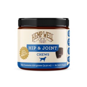 hemp well hip and joint soft chews – supports mobility and promotes healthy hips and joints for dogs, organically sourced (60 count)