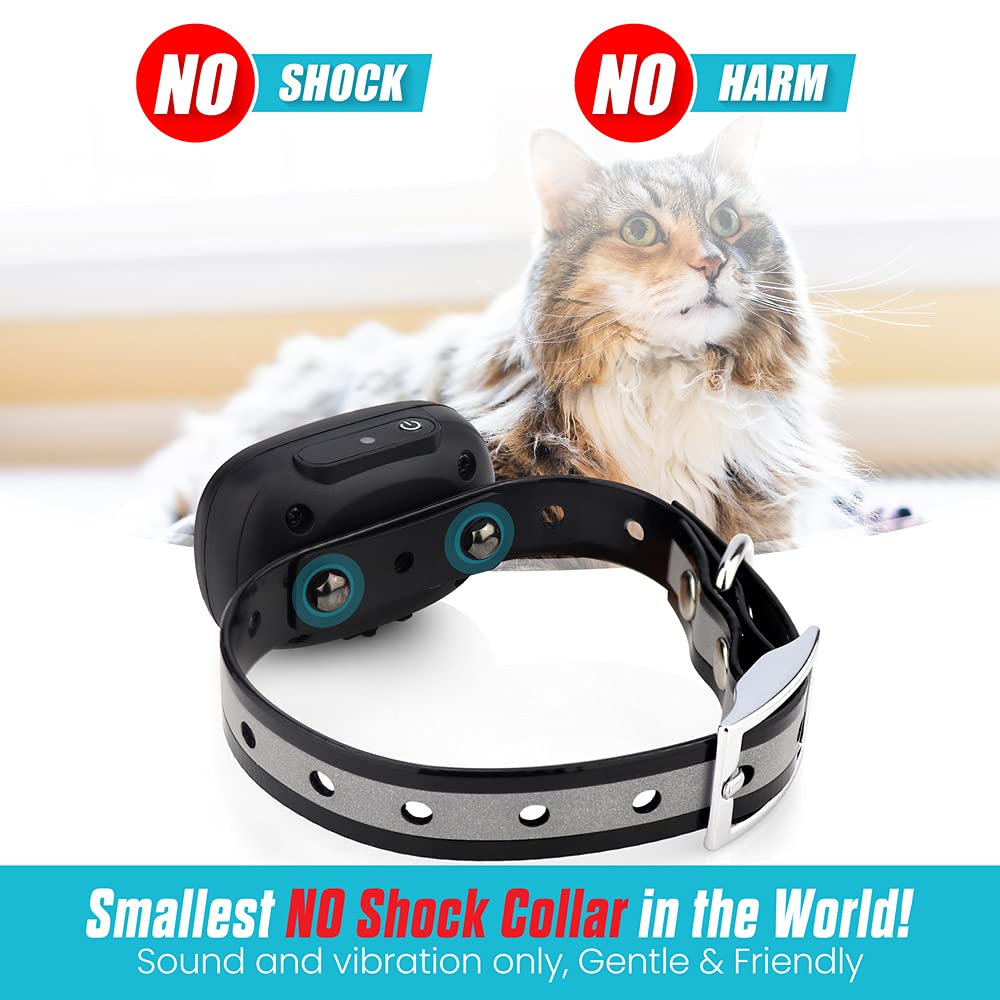 Vibrating Cat Collar - NO Shock - Cat Training Collar with Remote - Fits Kittens to Adult Cats - Vibration & Sound Only - 1,000 FT Range - Long Lasting Battery Life – 9 Intensity Levels (Dark Blue)