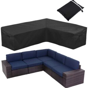 Patio Rattan Corner Sofa Furniture Covers UCARE Waterproof 420D Fabric L Shaped Garden Furniture Sectional Couch Protector Cover for Outdoor Indoor Veranda with Handle (V-Shape (270x270cm/ 106x106in))