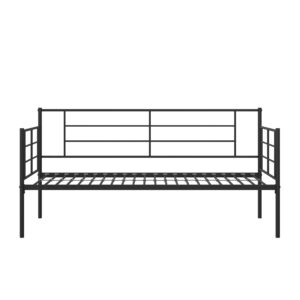 REALROOMS Praxis Metal Daybed with Steel Frame and Slats, Under Bed Storage, Twin, Black