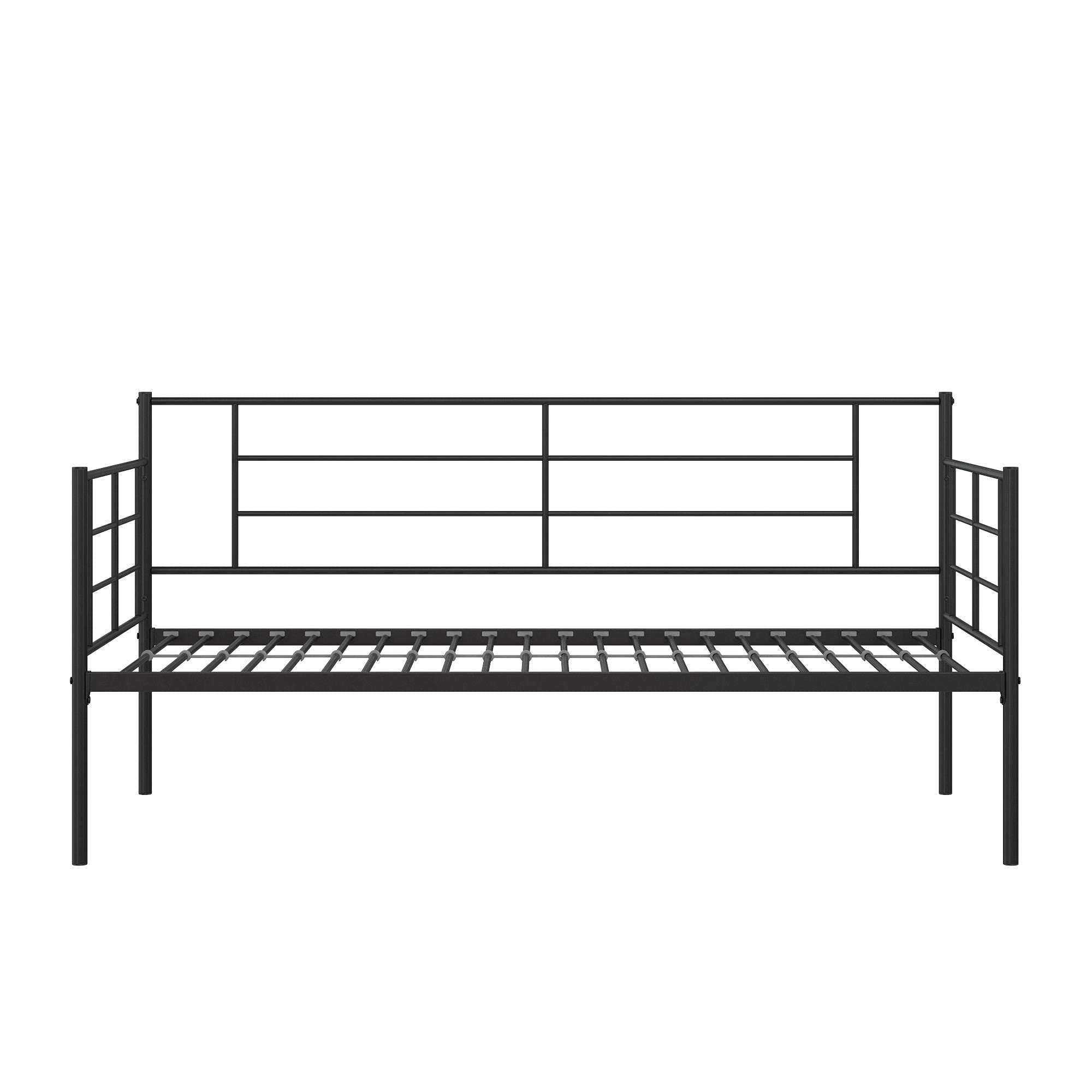 REALROOMS Praxis Metal Daybed with Steel Frame and Slats, Under Bed Storage, Twin, Black