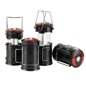 lichamp 4 pack camping lanterns rechargeable and battery powered, dual power source and 4 mode lantern flashlight cob camp light for power outages, camping supplies and home hurricane supplies, e4bk