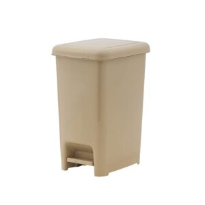 Superio Slim Step On Trash Can, Beige Waste Bin with Foot Pedal Lid 26 Liter, Kitchen, Under Desk, Office, Bedroom, Bathroom (2, 6.5 Gallon)