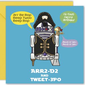 cult kitty arr2 - funny pirate birthday card for men - thick, premium birthday card for men, great pirate or funny card with colourful envelope