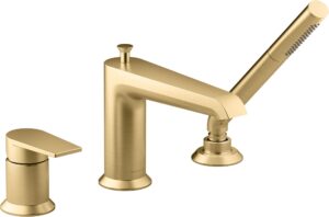 kohler hint single-handle deck mount bath faucet with handshower, vibrant brushed bronze