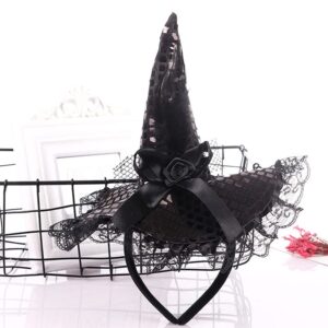 Utavu Halloween Witch Hat Headband for Halloween Costume Dress up Party Supplies, Black, One Size